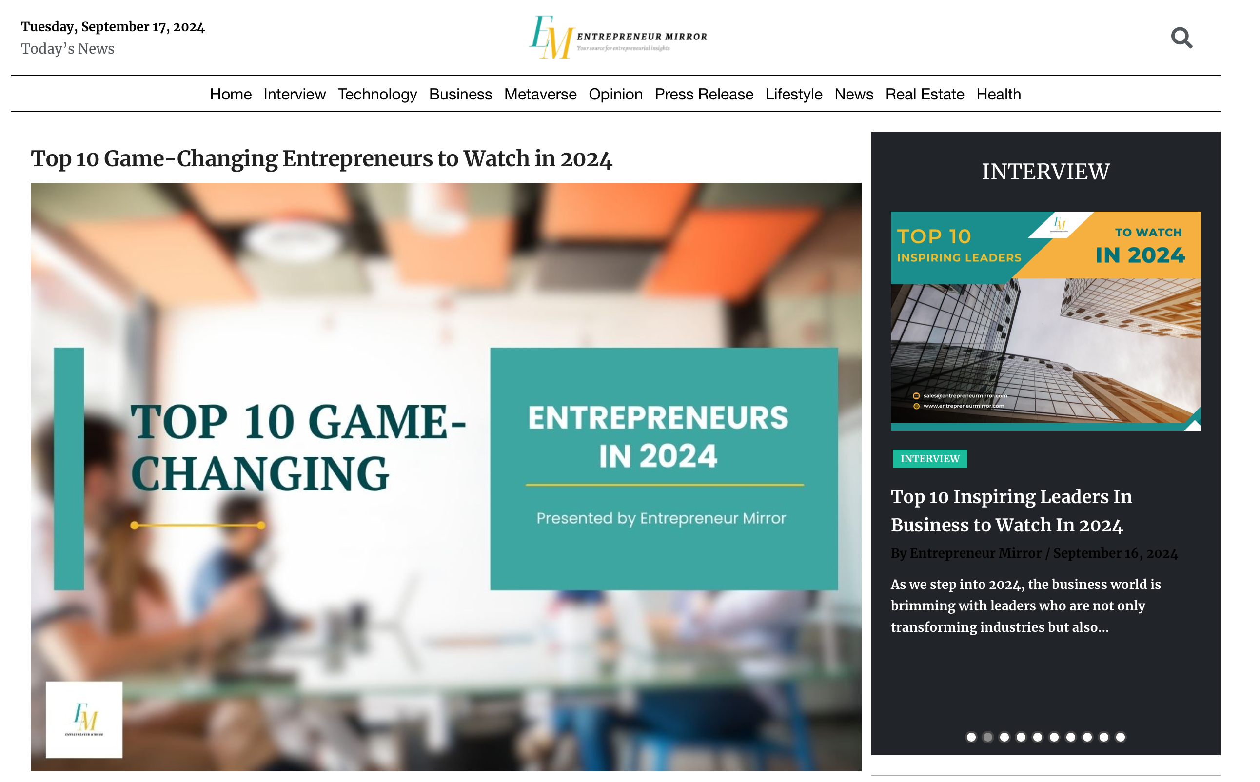 Top 10 Game-Changing Entrepreneurs in 2024 (extract) – Câlin Doré